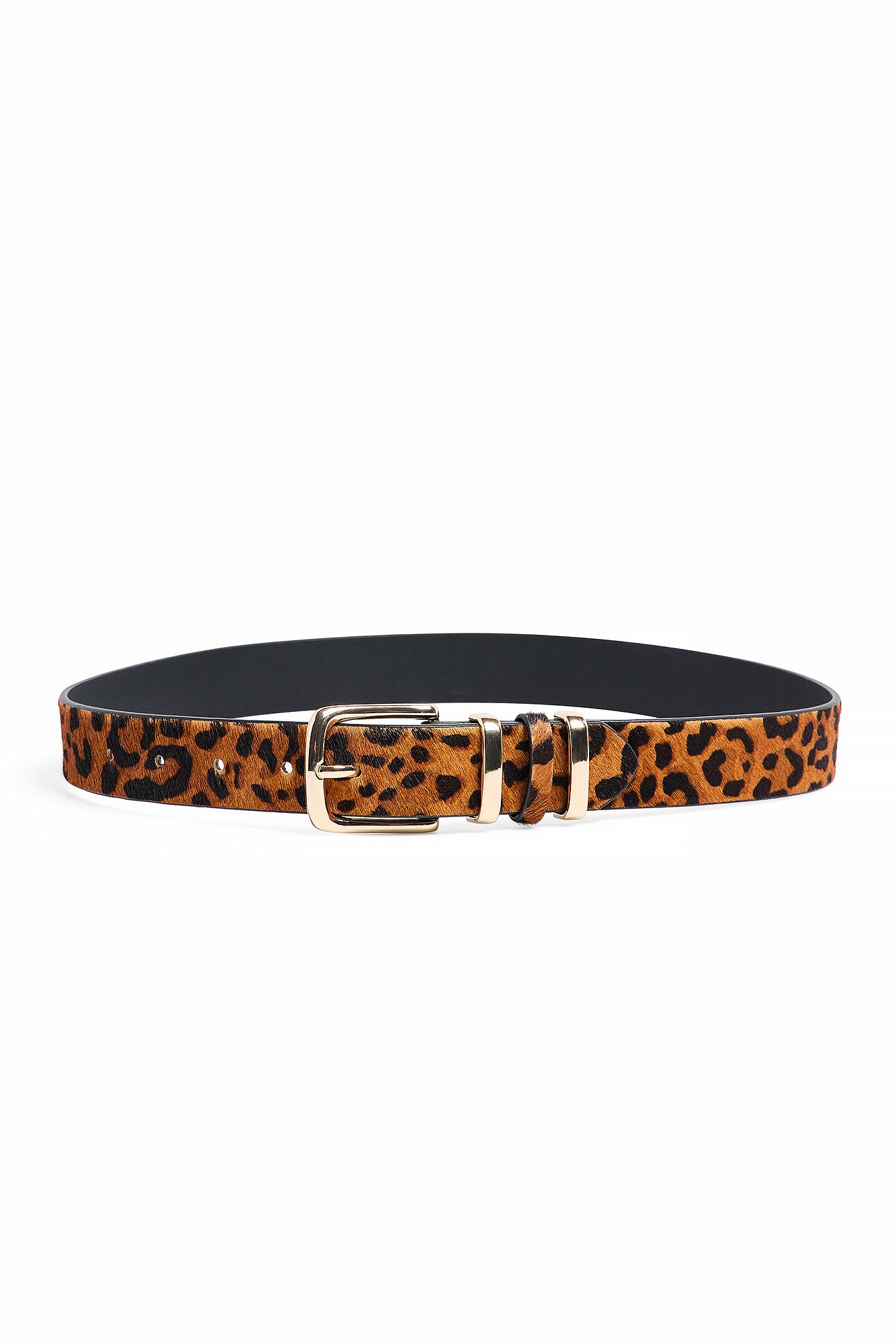 Squared Buckle Leather Belt Leopard | NA-KD