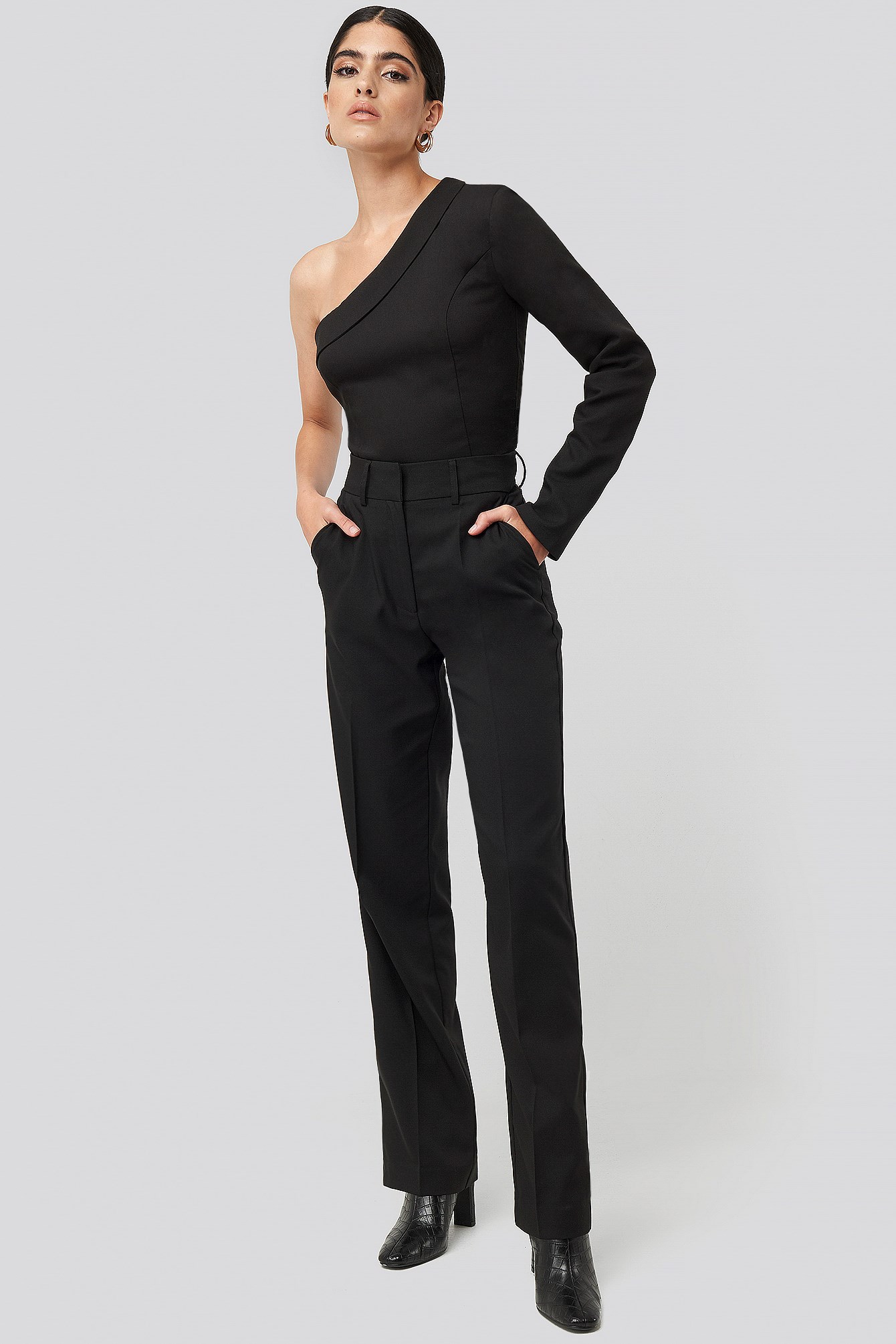 One Shoulder Shirt Black | na-kd.com