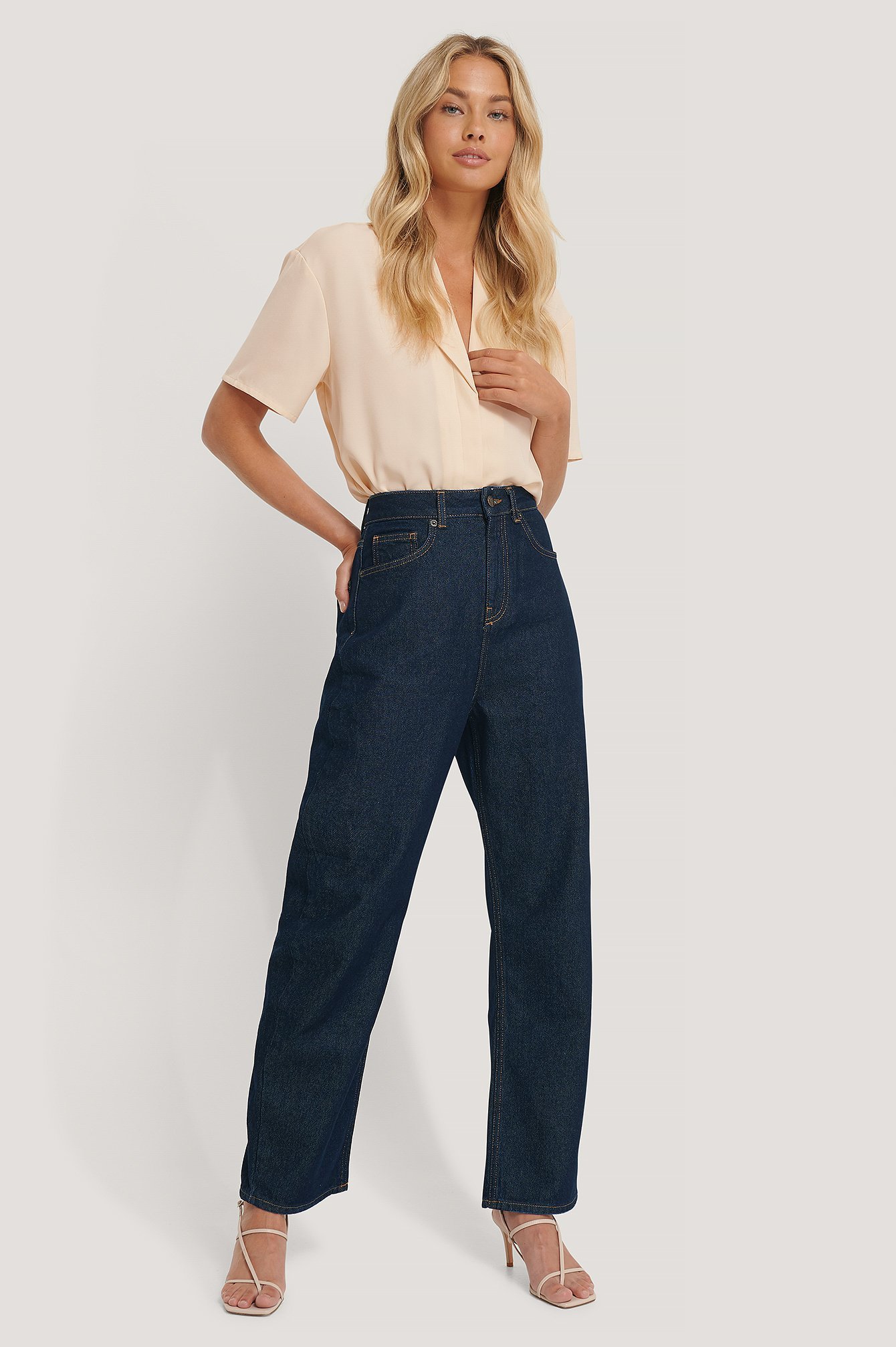 High Waist Oversized Jeans Blue | na-kd.com