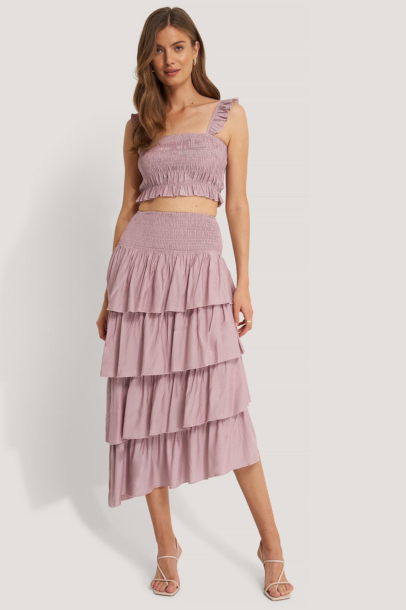 Frill Cropped Top Pink | na-kd.com