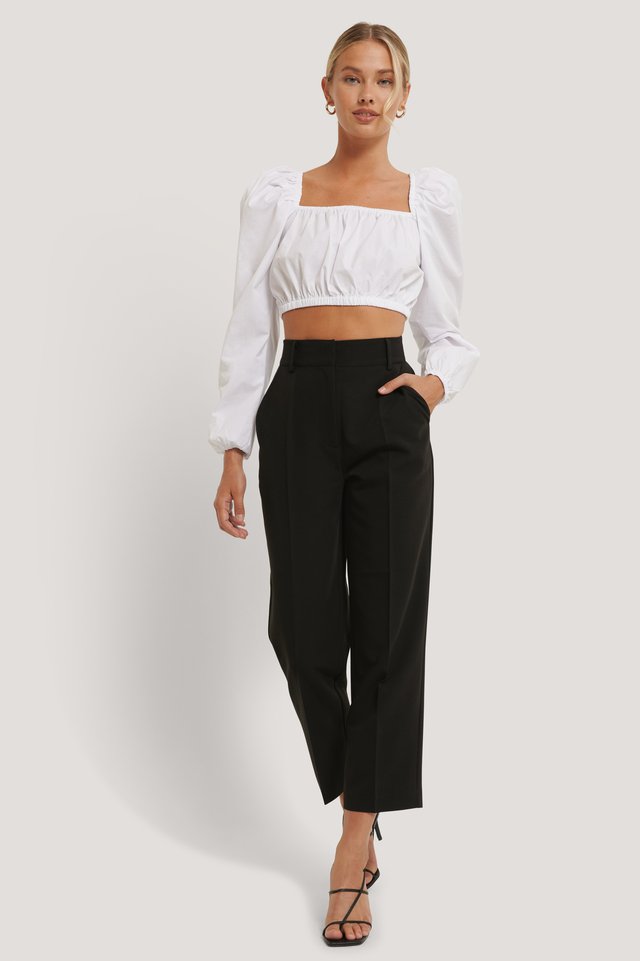 High Rise Cropped Suit Pants Black | na-kd.com