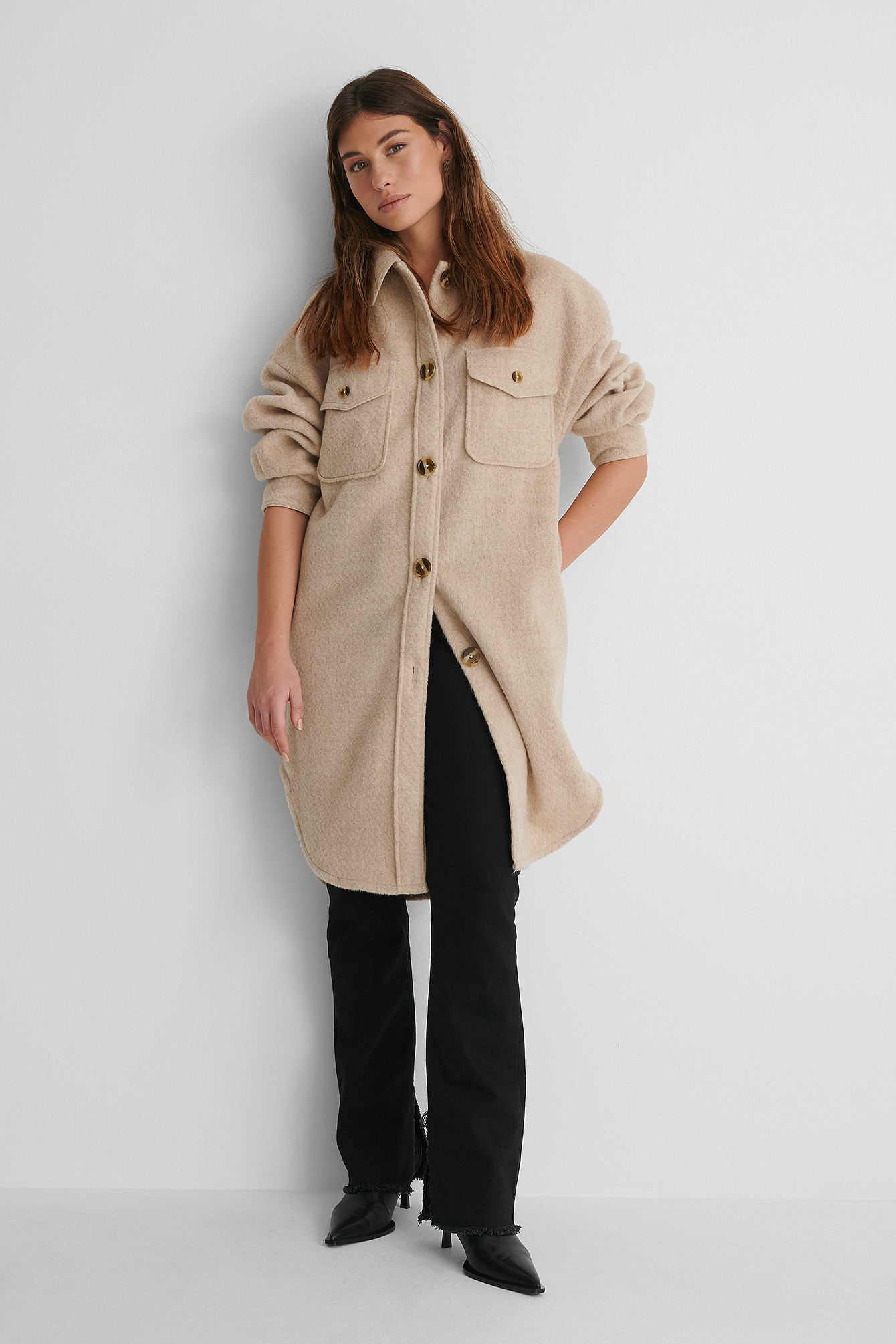 Long Overshirt Beige | na-kd.com