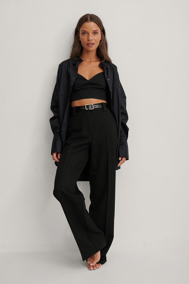 Tailored V-shape Cropped Top Black | na-kd.com