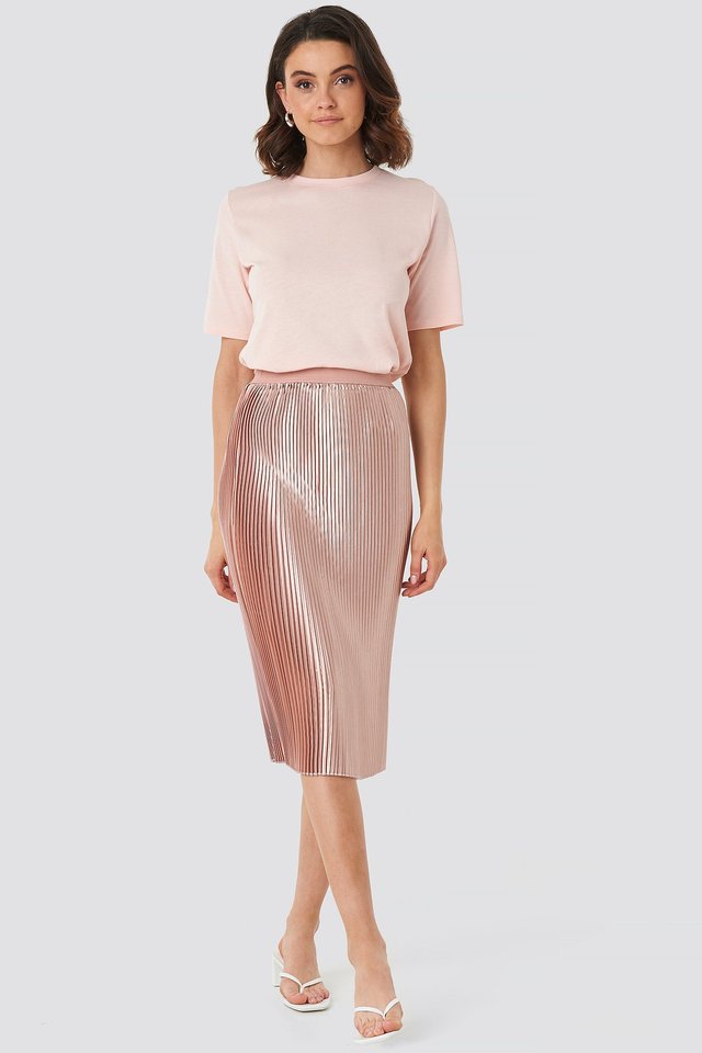 High Round Neck Tee Pink | na-kd.com