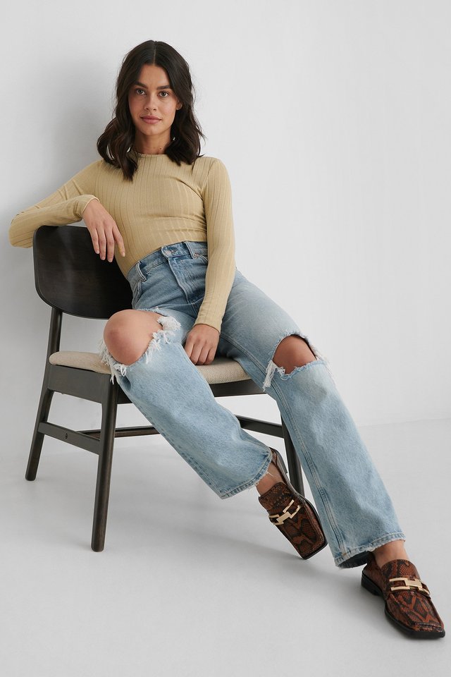 Open Back Rib Top Beige | na-kd.com