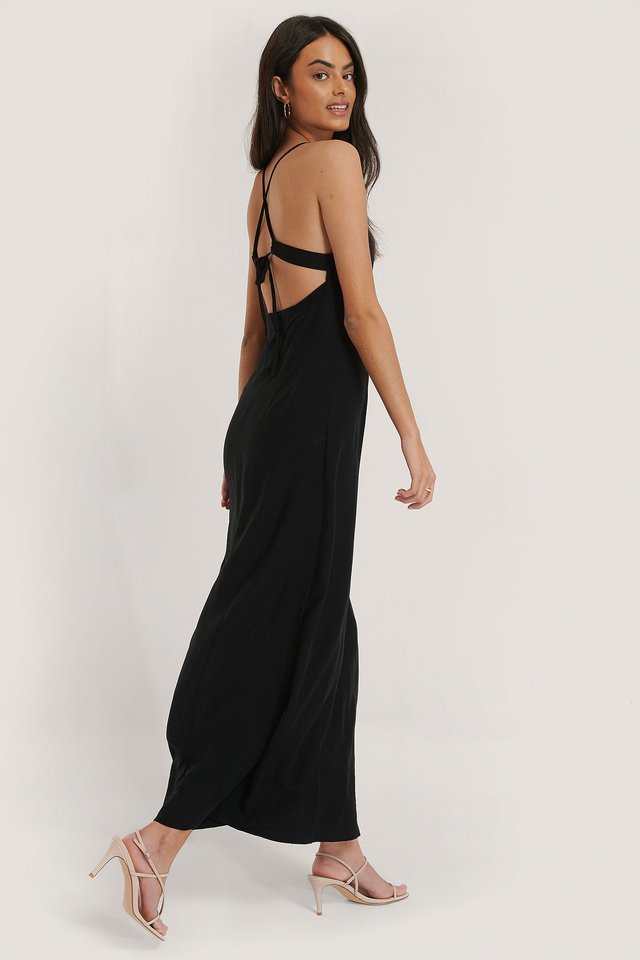 Strap Tie Back Dress Black | na-kd.com