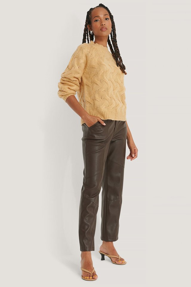 Big Cable Knitted Sweater Yellow | na-kd.com