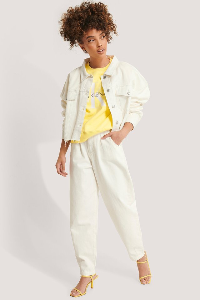 Cropped Oversized Denim Jacket White | na-kd.com