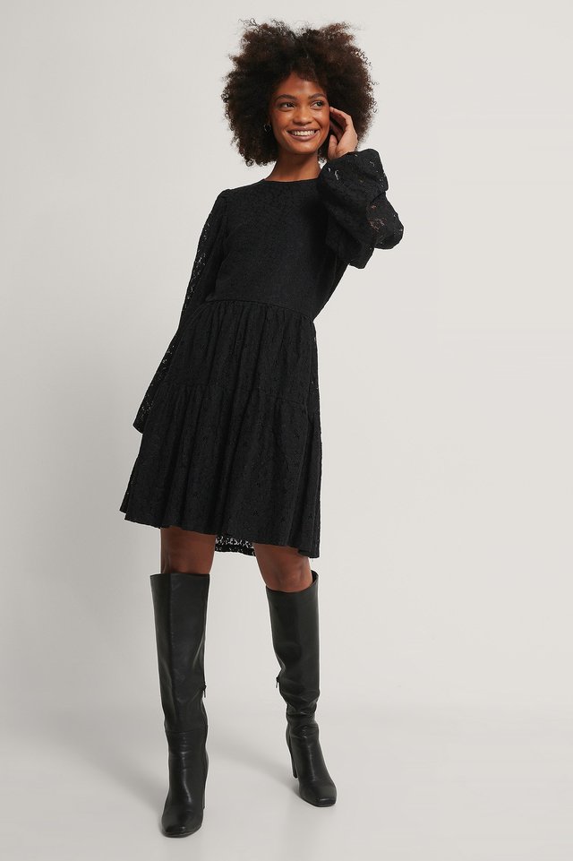 Kniehohe Lederstiefel Schwarz | na-kd.com