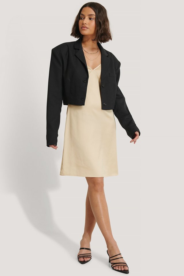 Satin Cup Shape Mini Dress Beige | na-kd.com