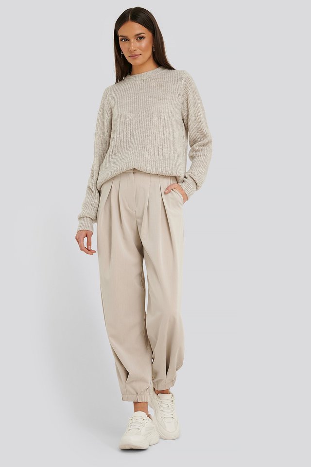 Cocoon Elastic Suit Pants Beige | na-kd.com