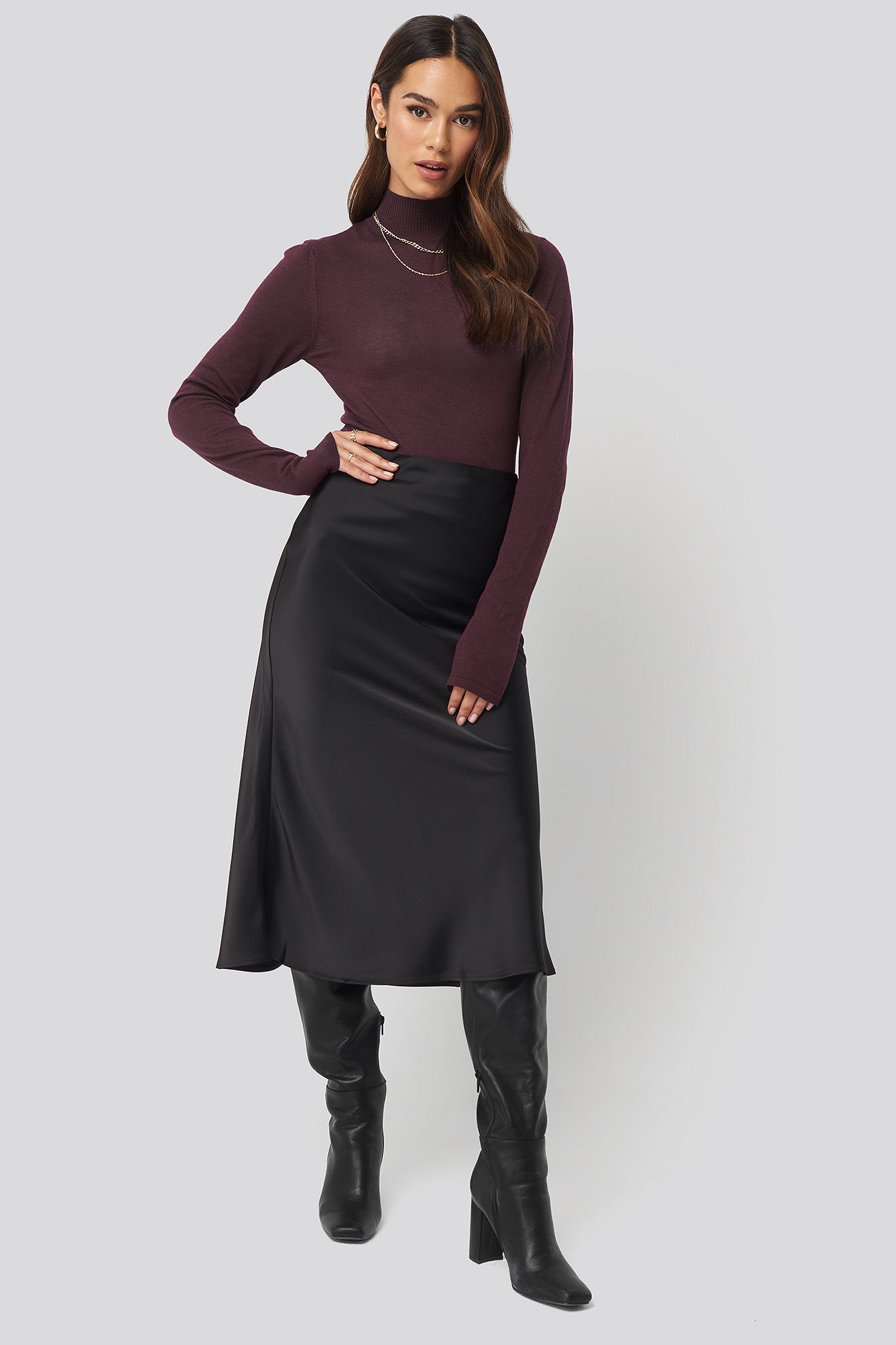 Kniehohe Lederstiefel Schwarz | na-kd.com