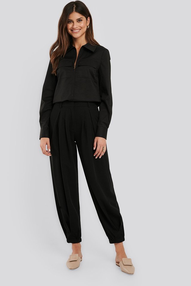 Cocoon Elastic Suit Pants Schwarz | na-kd.com