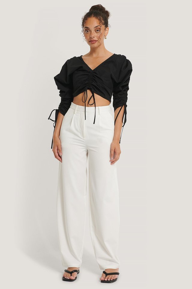 Drawstring Cropped Top Black | na-kd.com
