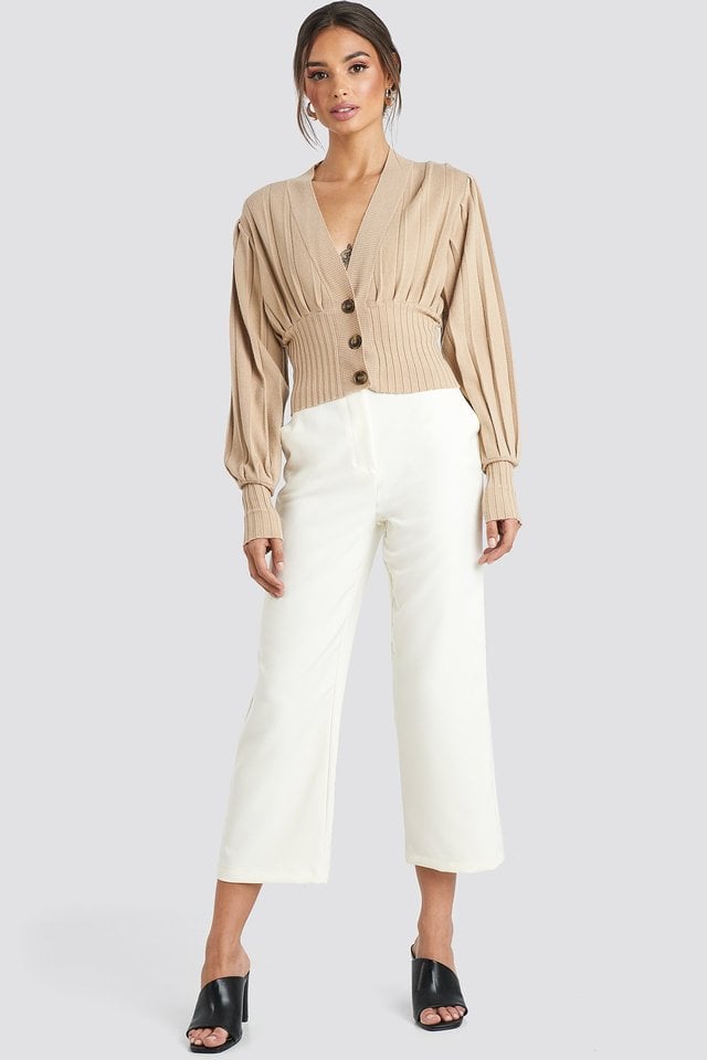 Short Ribbed Cardigan Beige | na-kd.com
