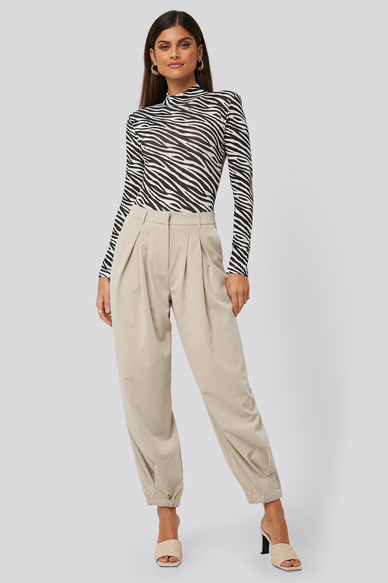 Cocoon Elastic Suit Pants Beige | na-kd.com