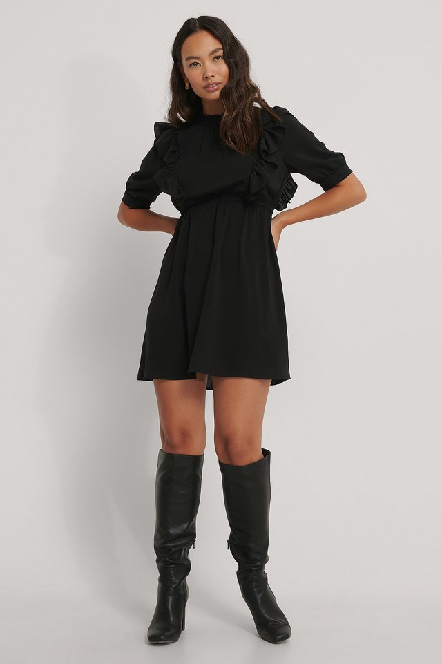 Kniehohe Lederstiefel Schwarz | na-kd.com