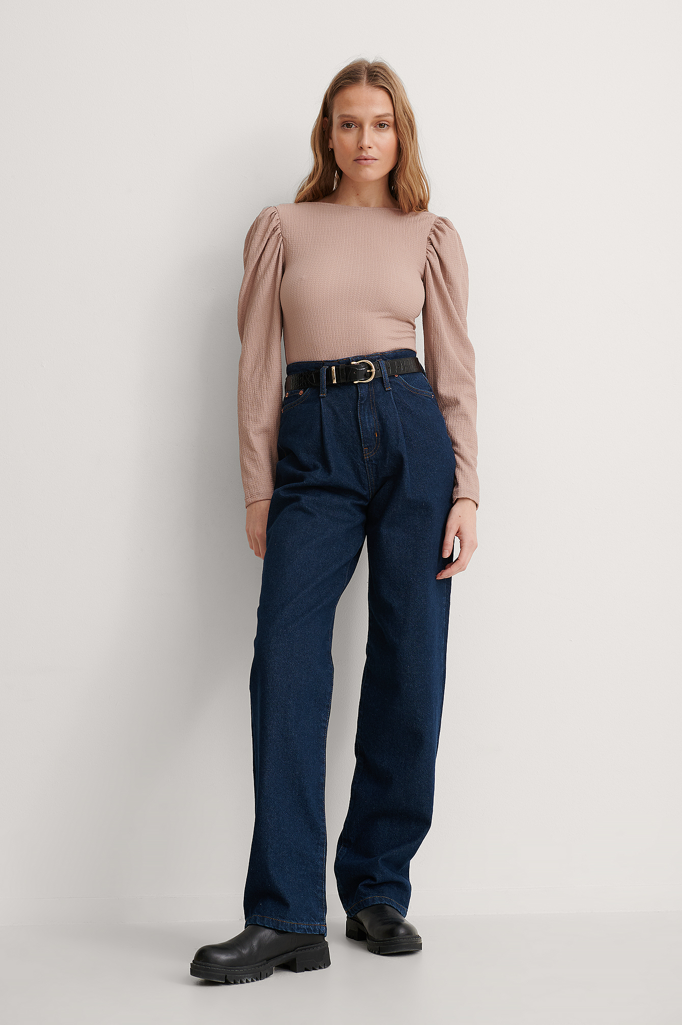 Puff Sleeved Deep Back Top Pink | na-kd.com