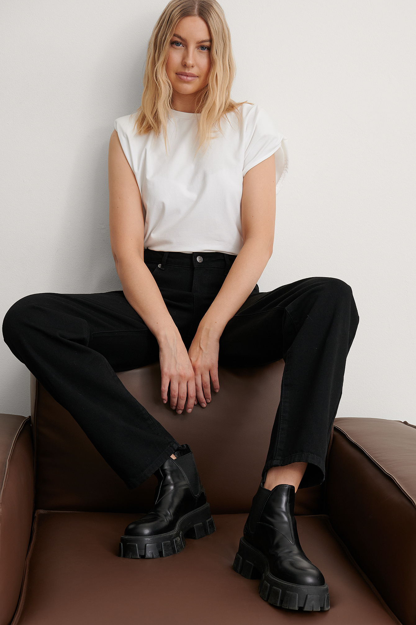 Organic Soft Rigid Oversized Long Jeans Black | na-kd.com