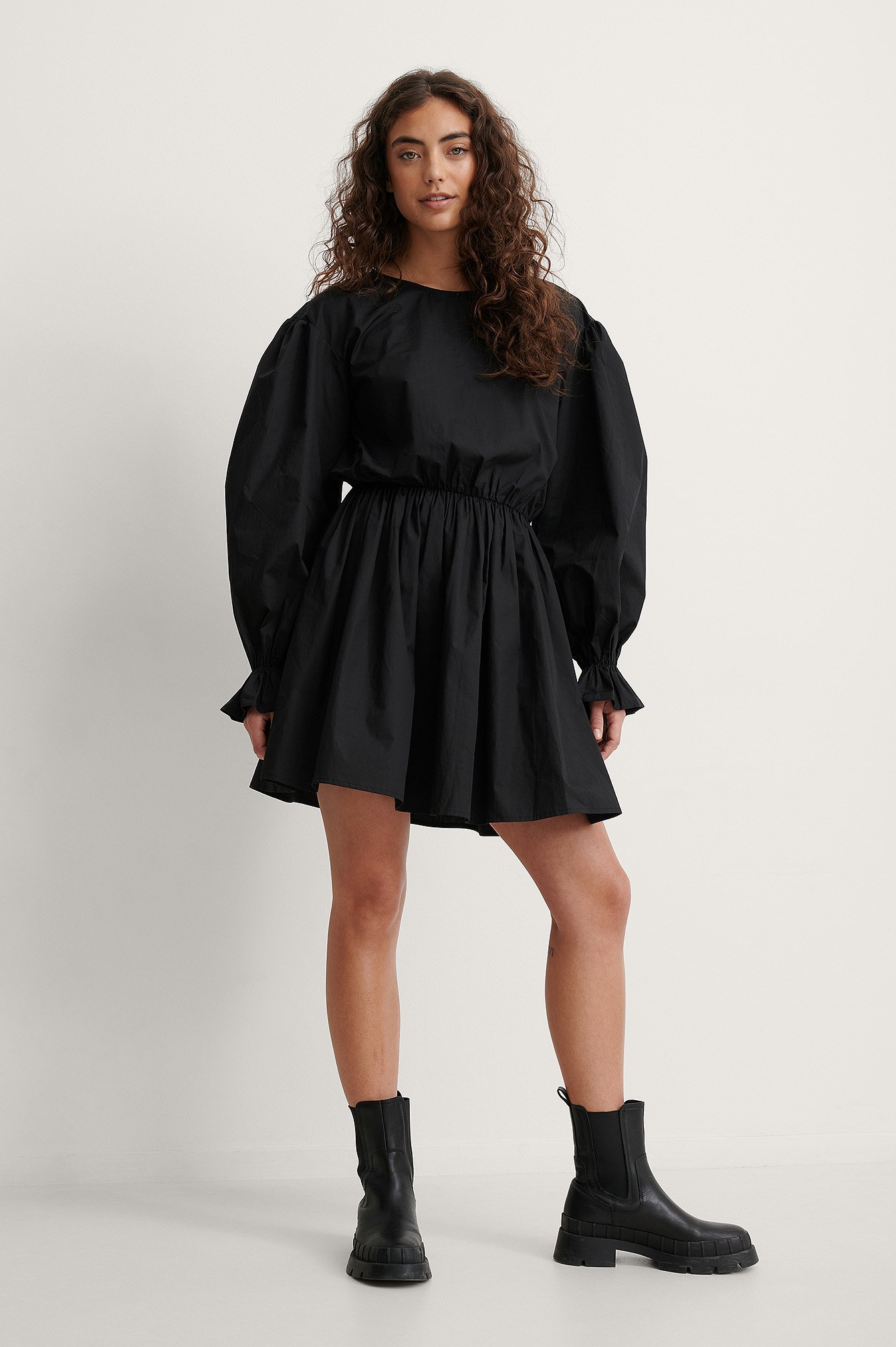 Volume Sleeve Dress Black | na-kd.com