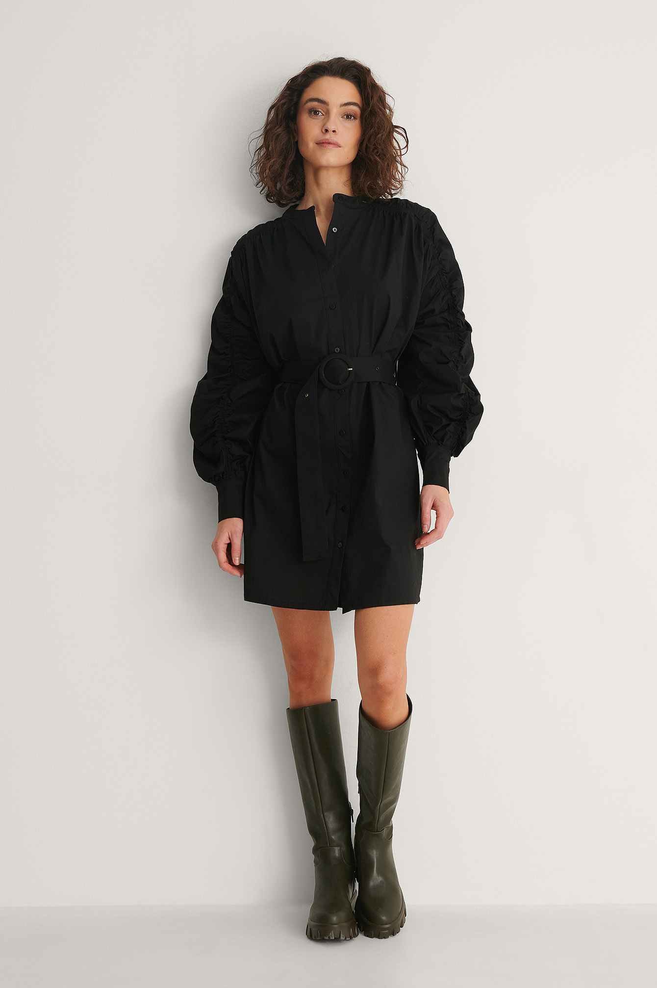 Kniehohe Lederstiefel Schwarz | na-kd.com