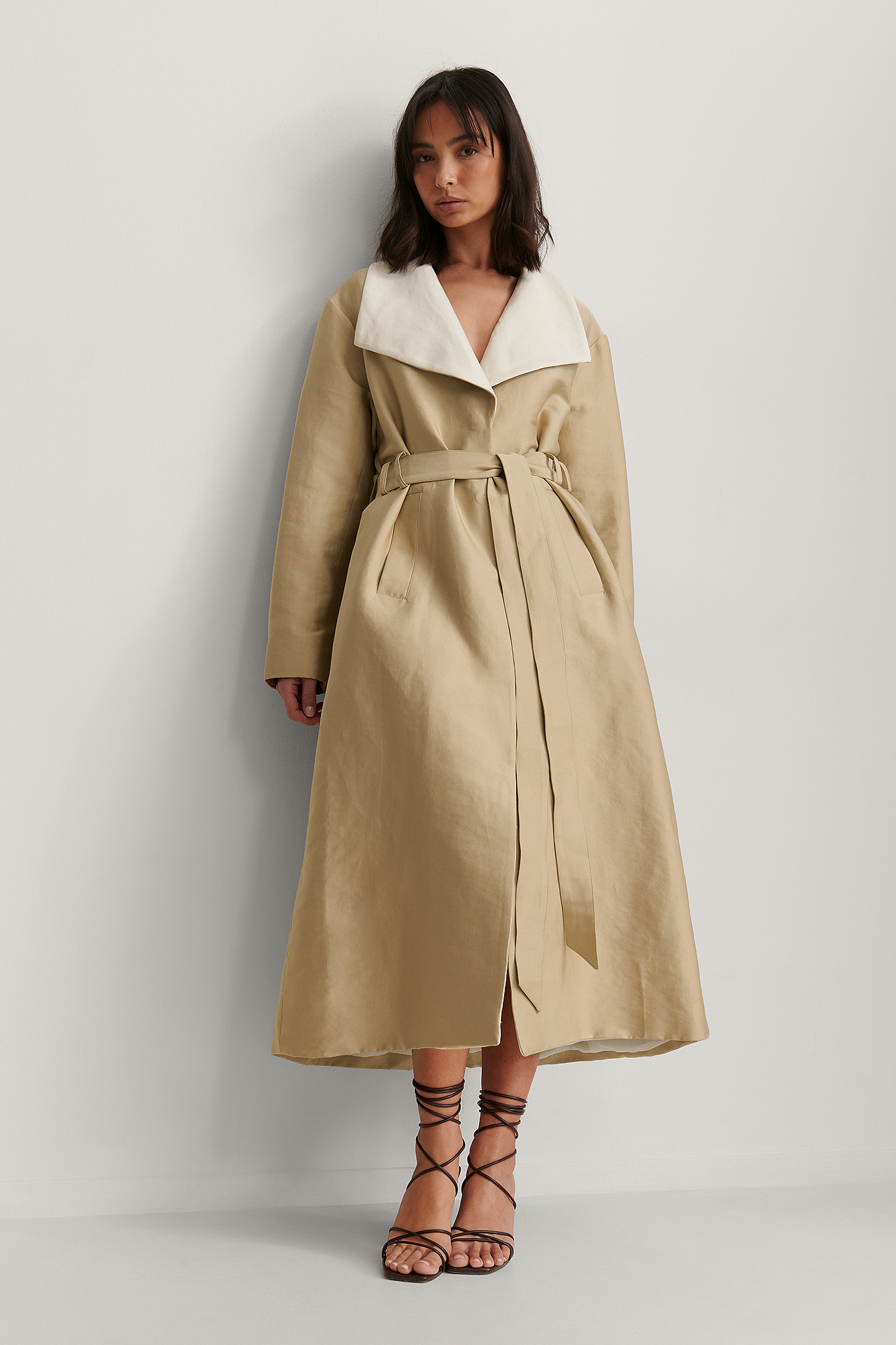 Contrast Color Trench Coat Beige | na-kd.com