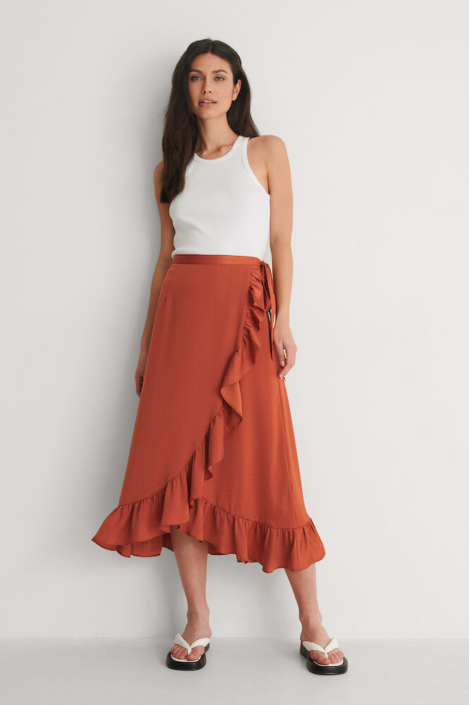 Frill Overlap Skirt Orange Na