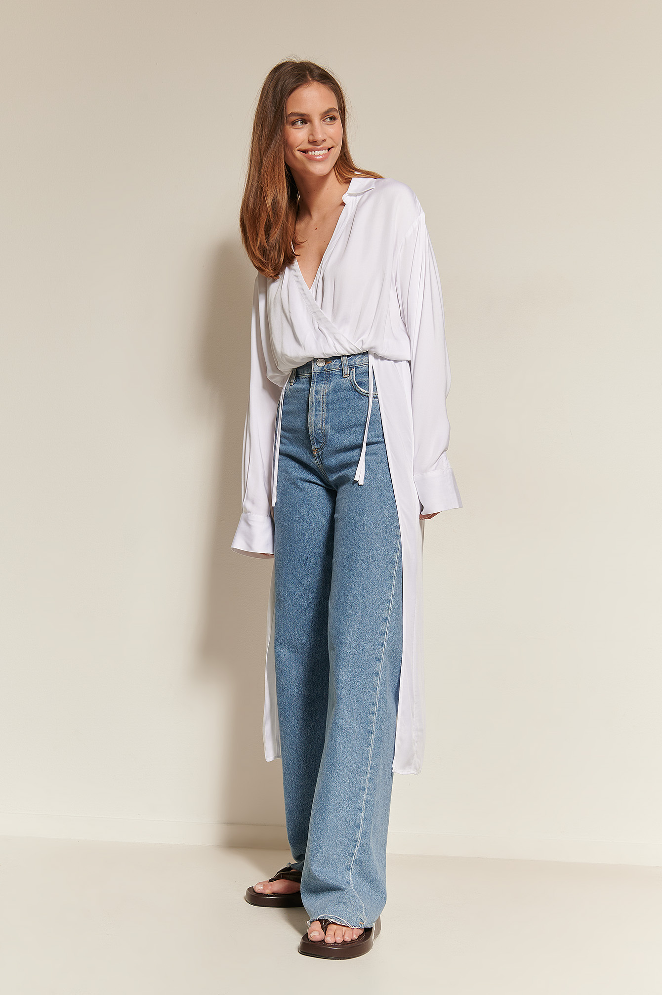 Overlap Front Shirt Blouse White | na-kd.com