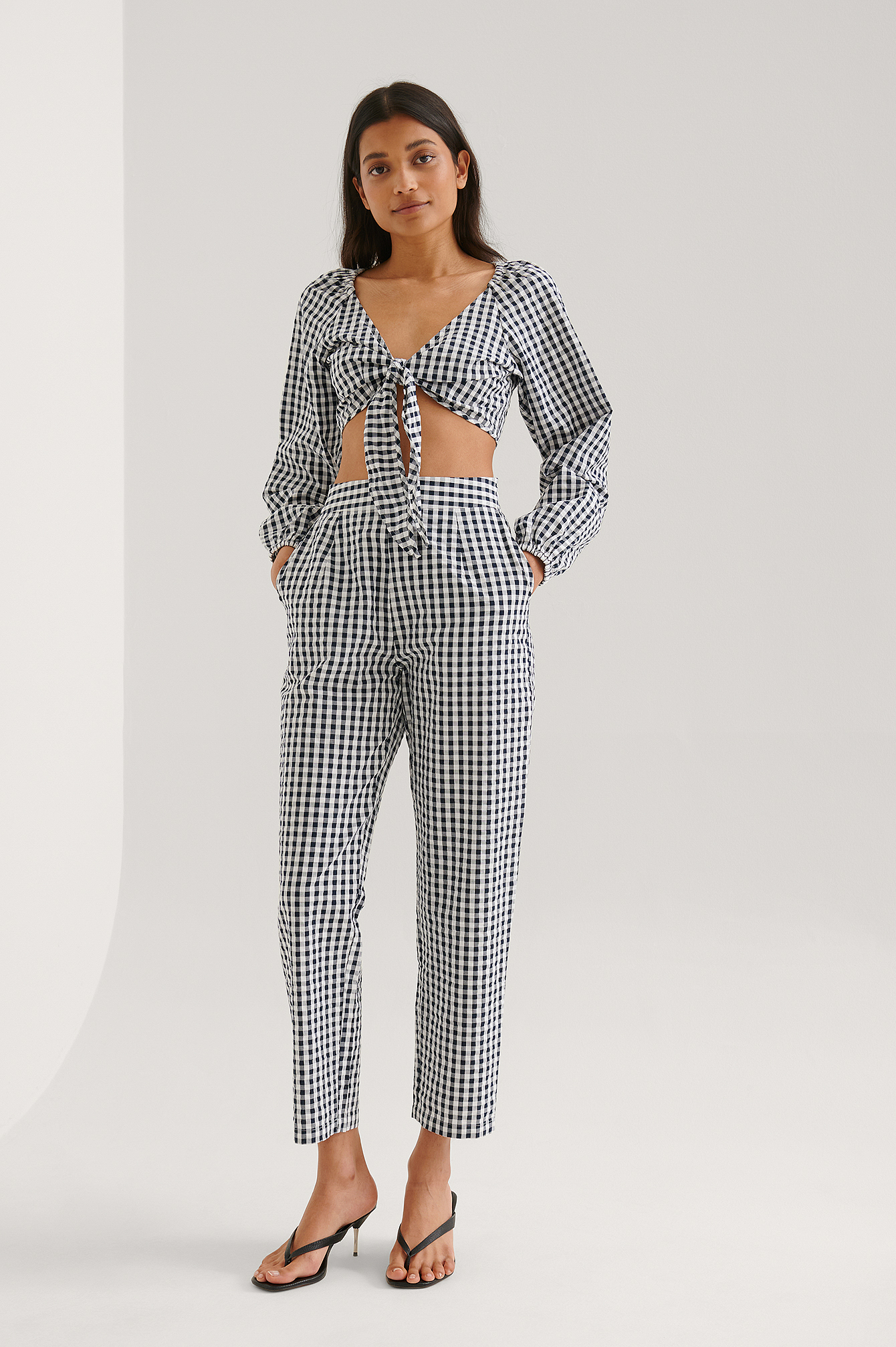 Tie Front Check Blouse Checkered | na-kd.com