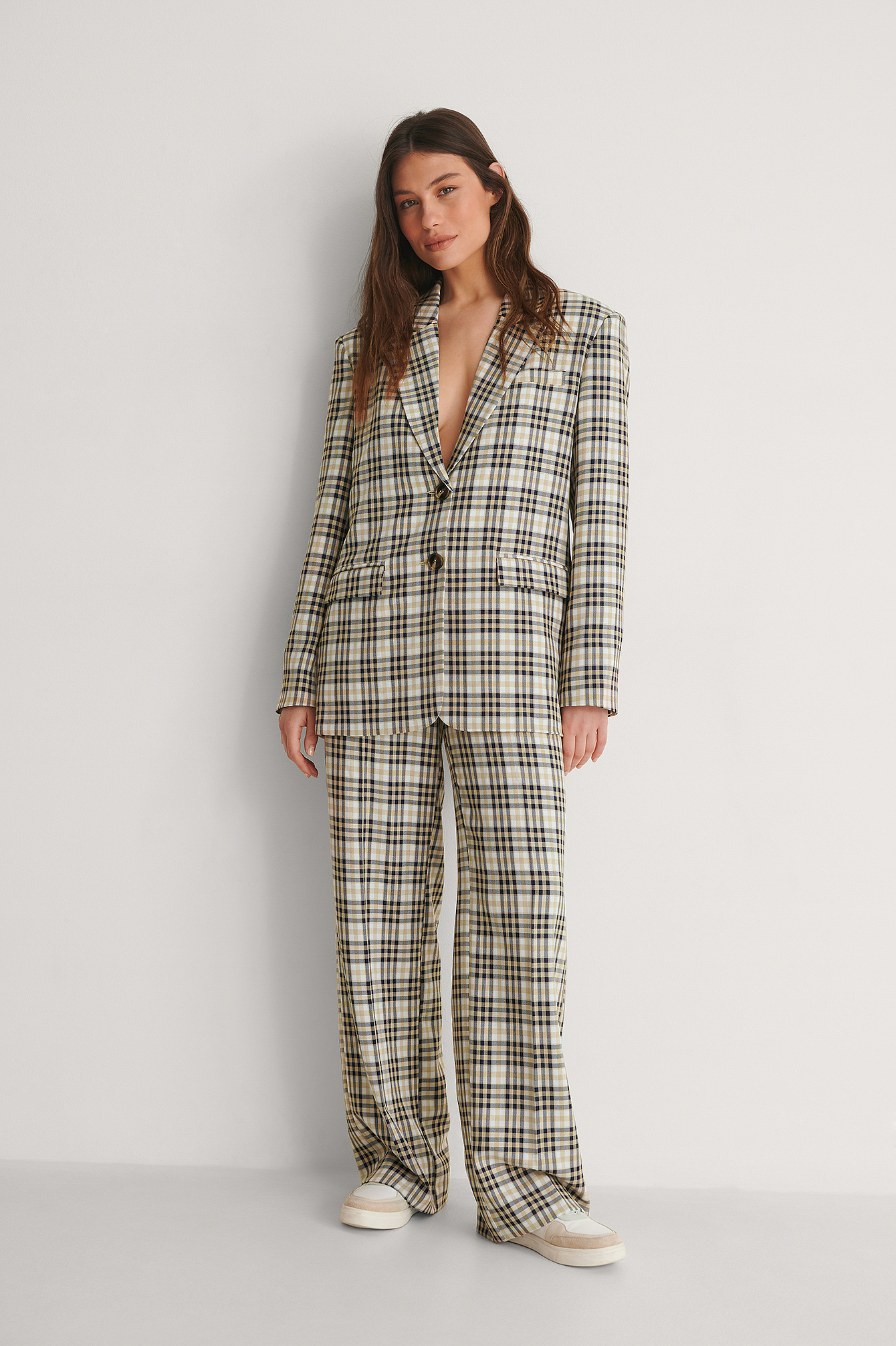 Marked Shoulder Checked Blazer Checkered | na-kd.com