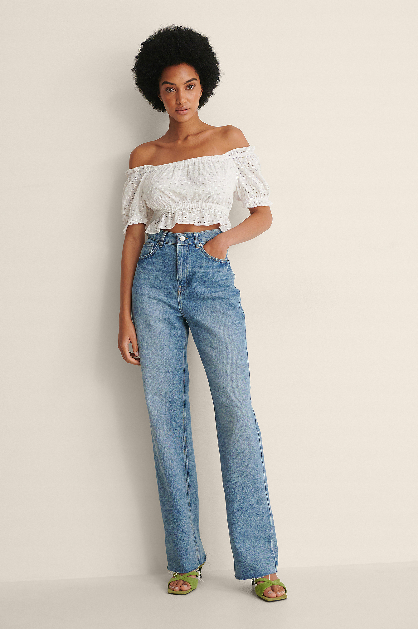 Organic Anglaise Cropped Top White | na-kd.com