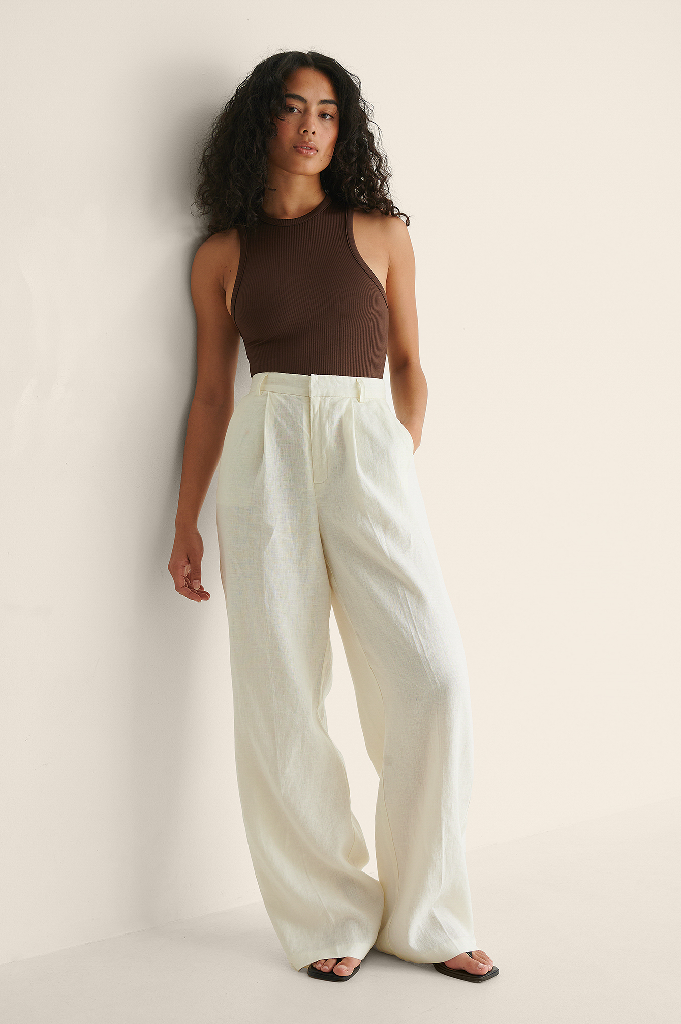 Ribbed Basic Cropped Top Brown | na-kd.com