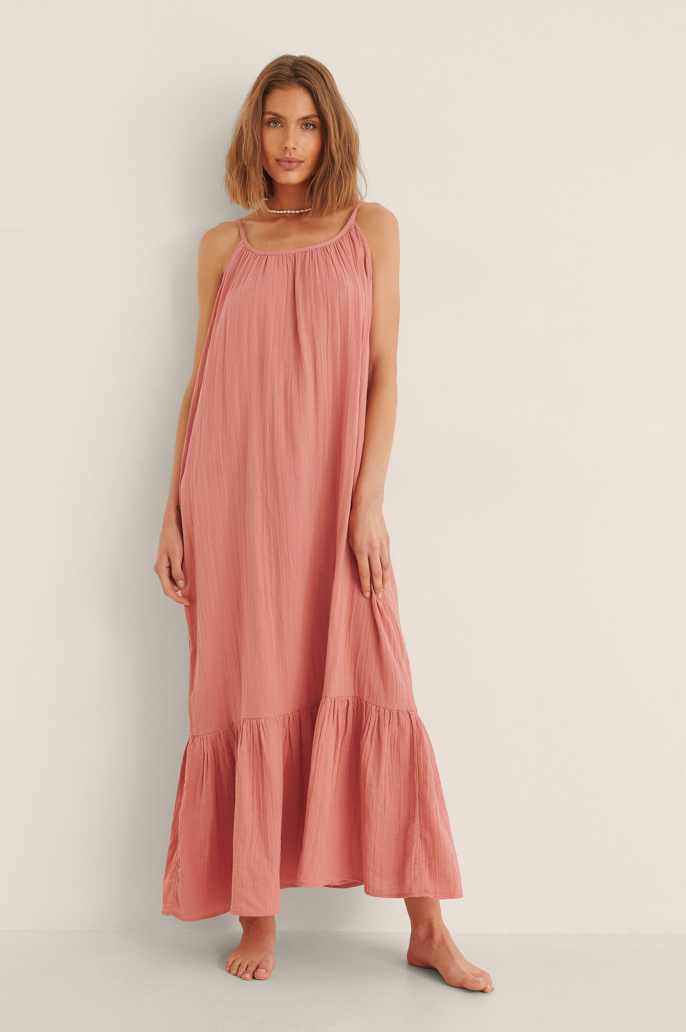 Soft Cotton Maxi Panel Dress Pink | na-kd.com