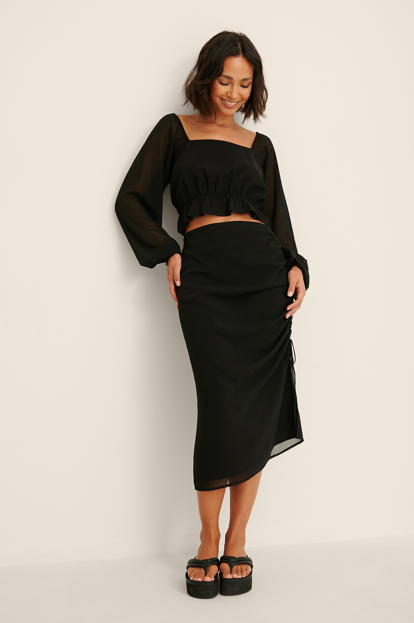 Drawstring Detail Skirt Black | na-kd.com