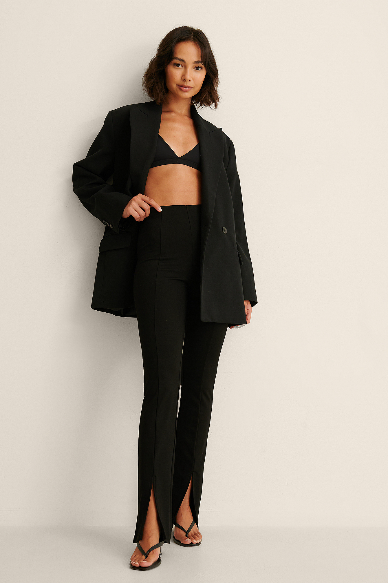 Front Slit Jersey Pants Black | na-kd.com