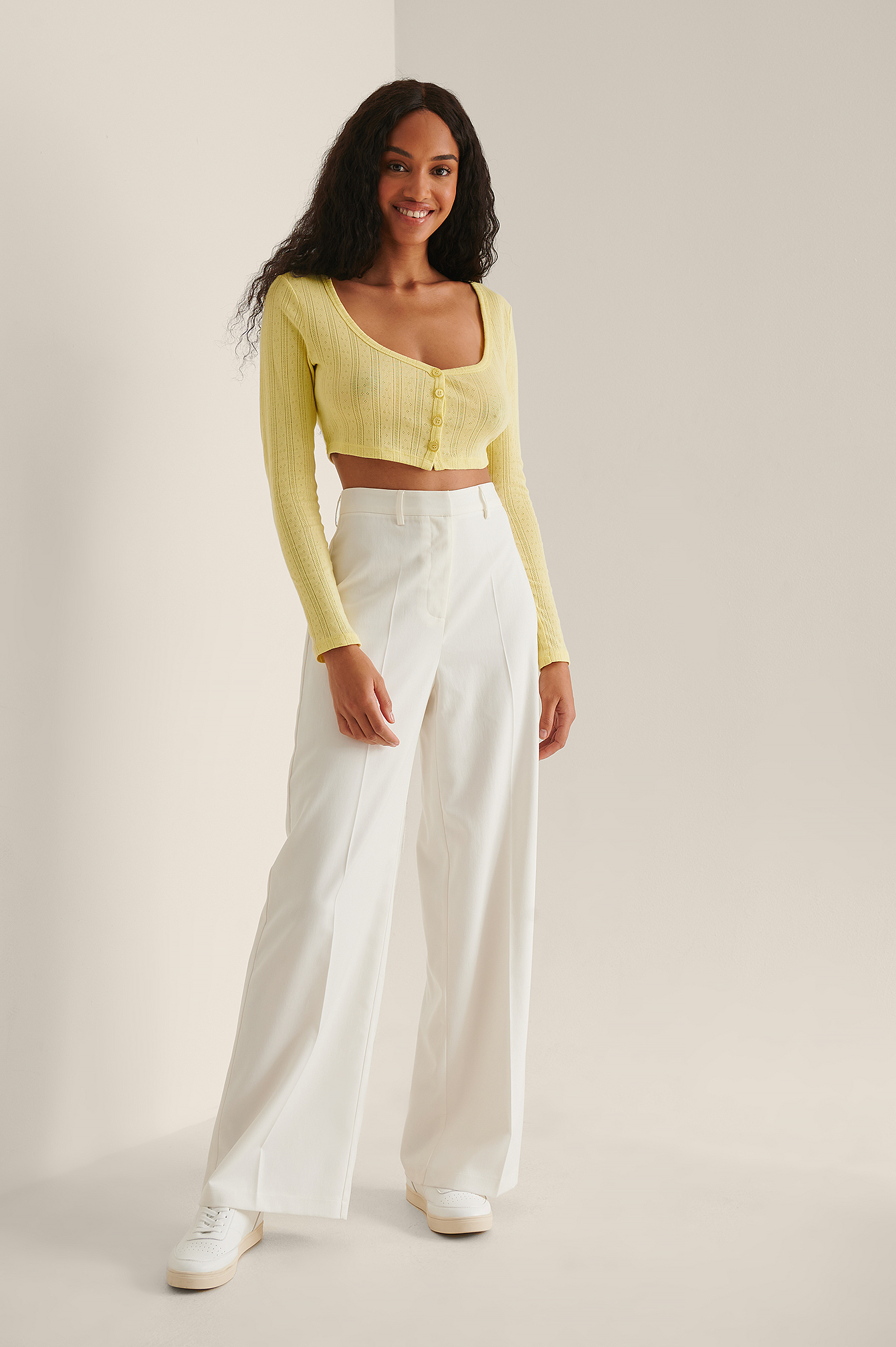 Structure Cropped Cardigan Yellow | na-kd.com