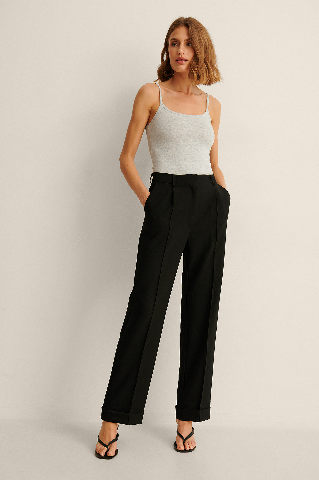 Organic Thin Basic Strap Singlet Grey | na-kd.com