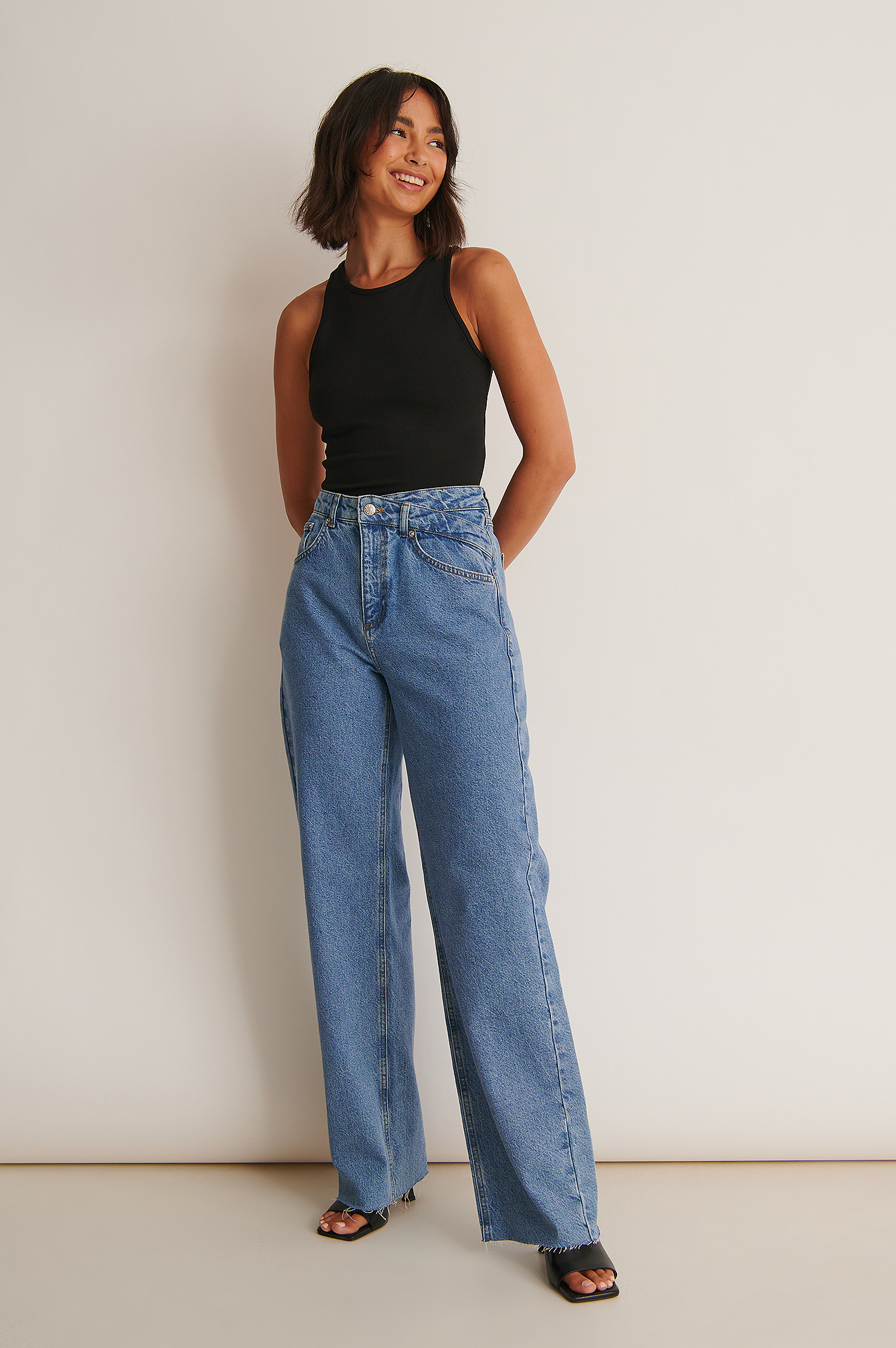 Uneven Waist Denim Blue | na-kd.com