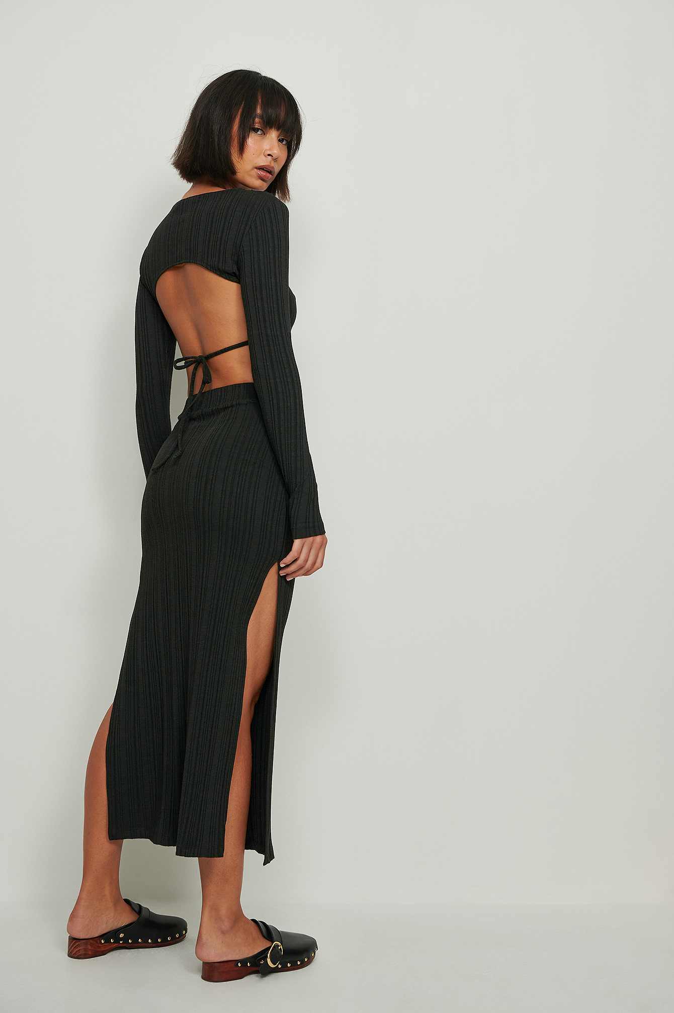 Open Back Tie Detail Top Black | na-kd.com