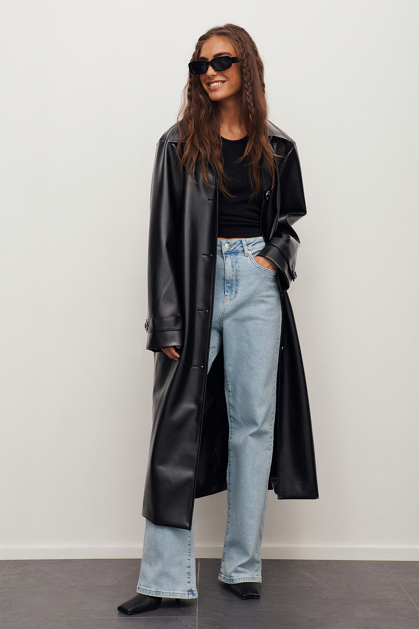 Long PU Coat Black | na-kd.com