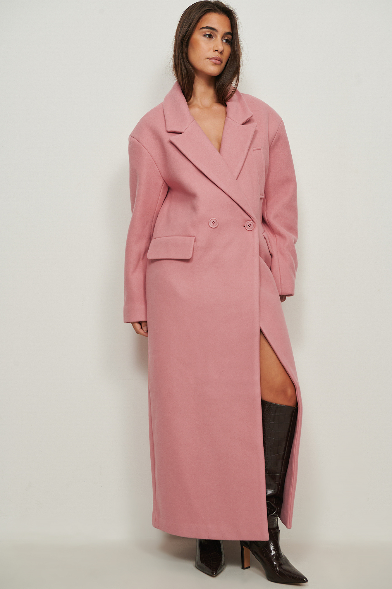 Big Shoulders Oversized Wool Blend Coat Pink | na-kd.com