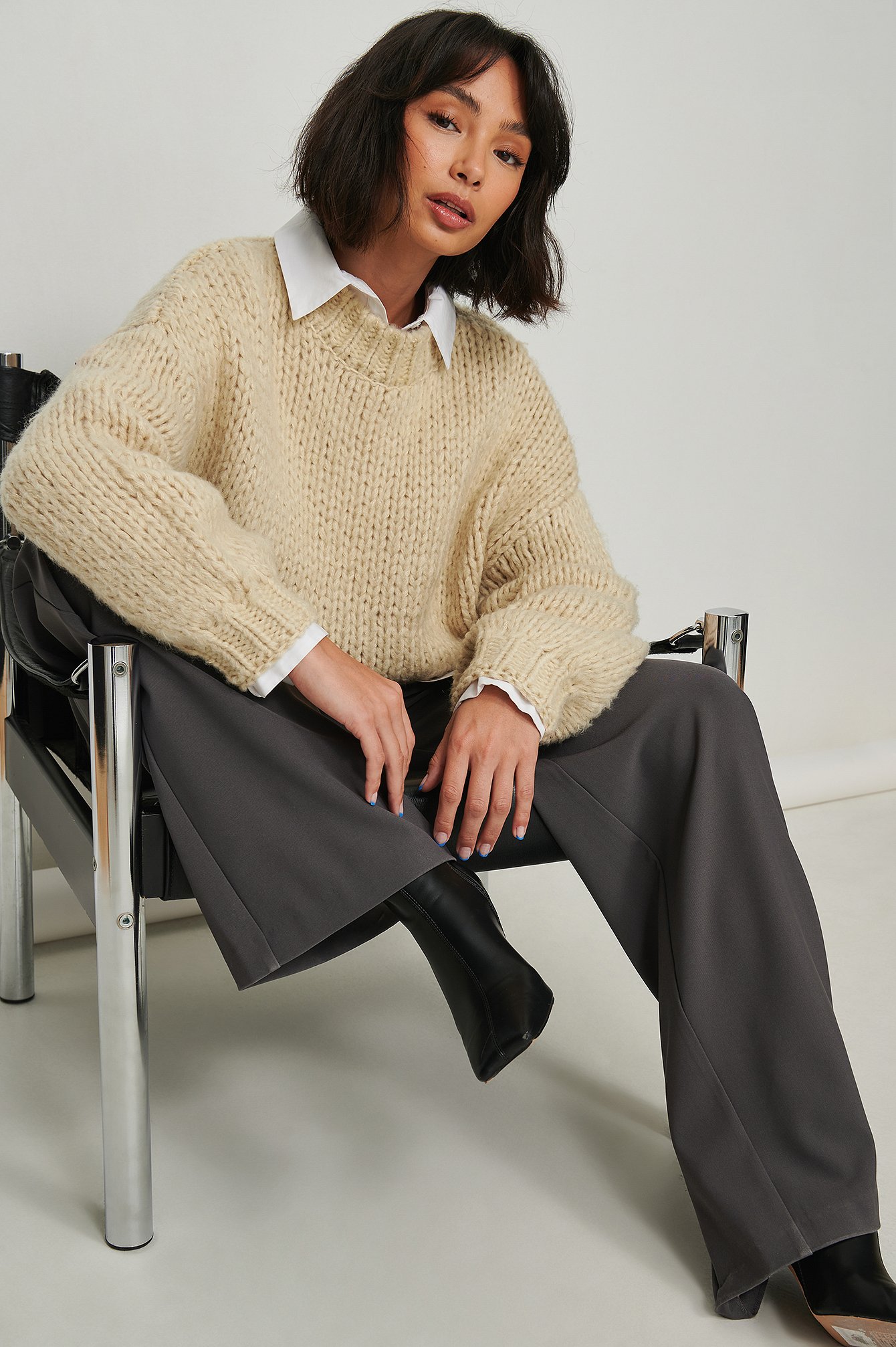 Chunky Oversized Sweater Beige | na-kd.com