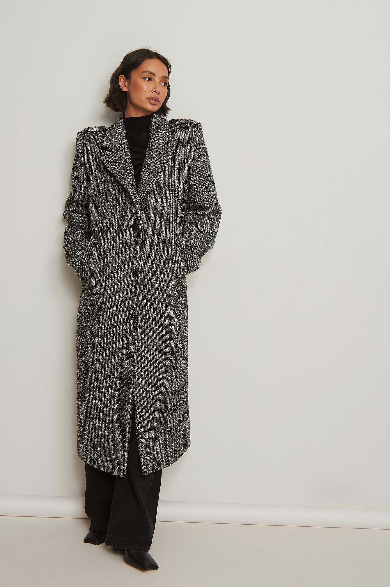 Sharp Shoulder Maxi Coat Multicolor | na-kd.com