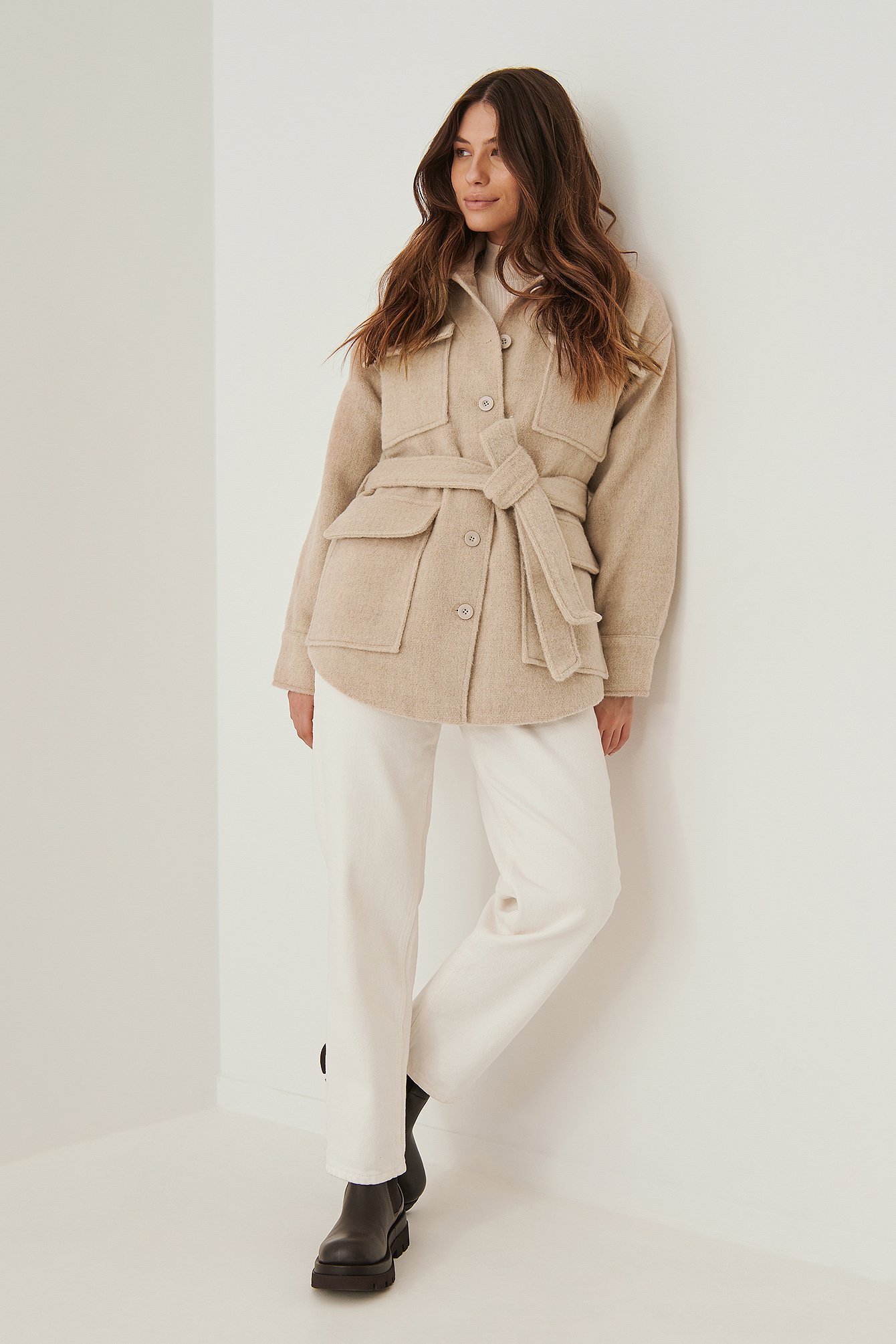 Belted Jacket Beige | na-kd.com