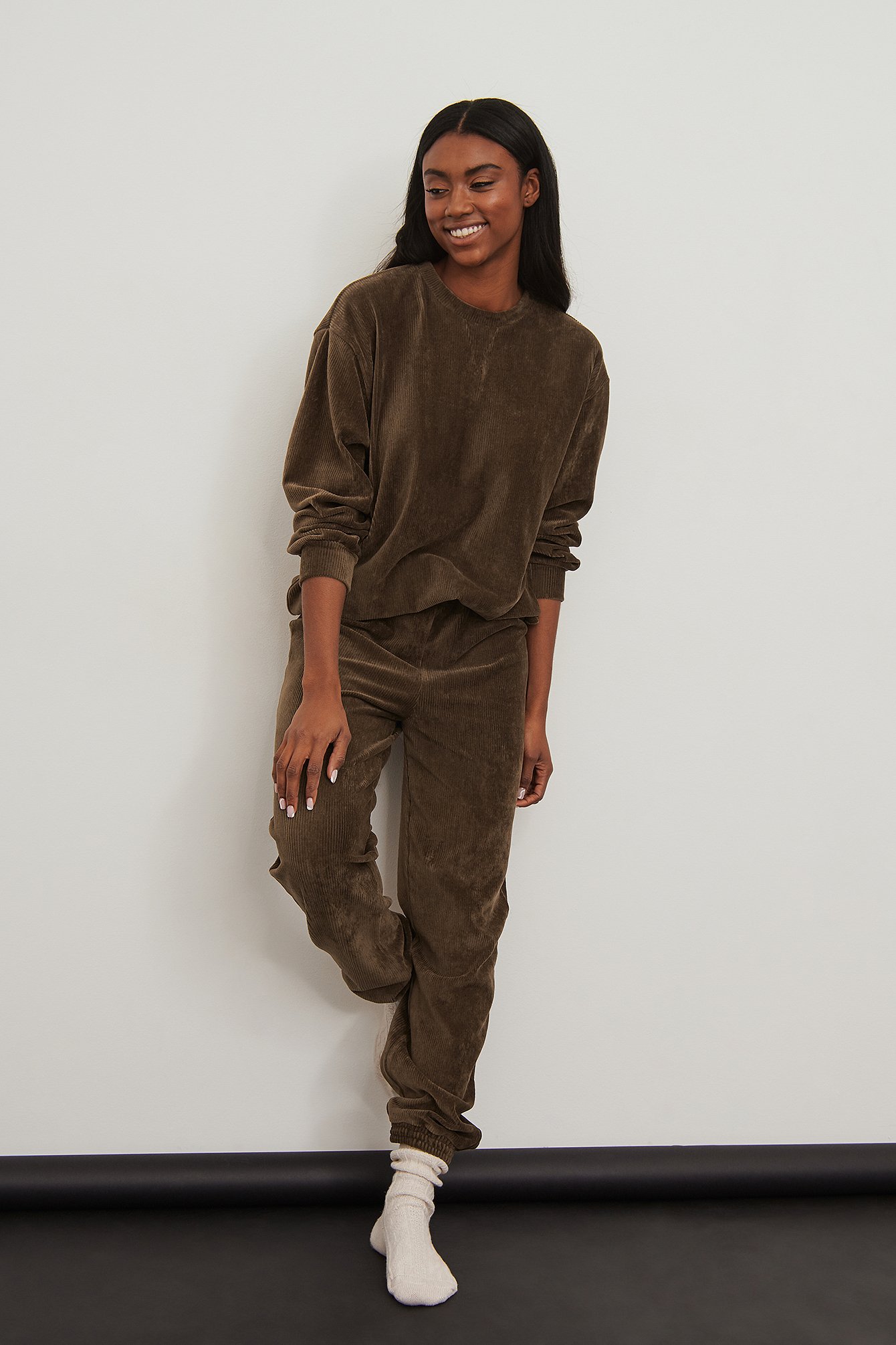 Ribbed Sweatpants Brown | na-kd.com