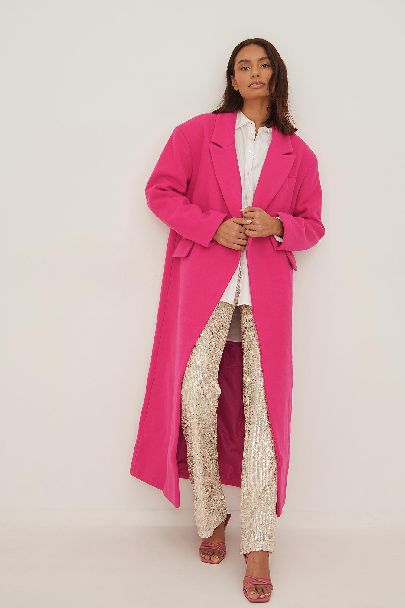 Big Shoulders Oversized Wool Blend Coat Pink | na-kd.com
