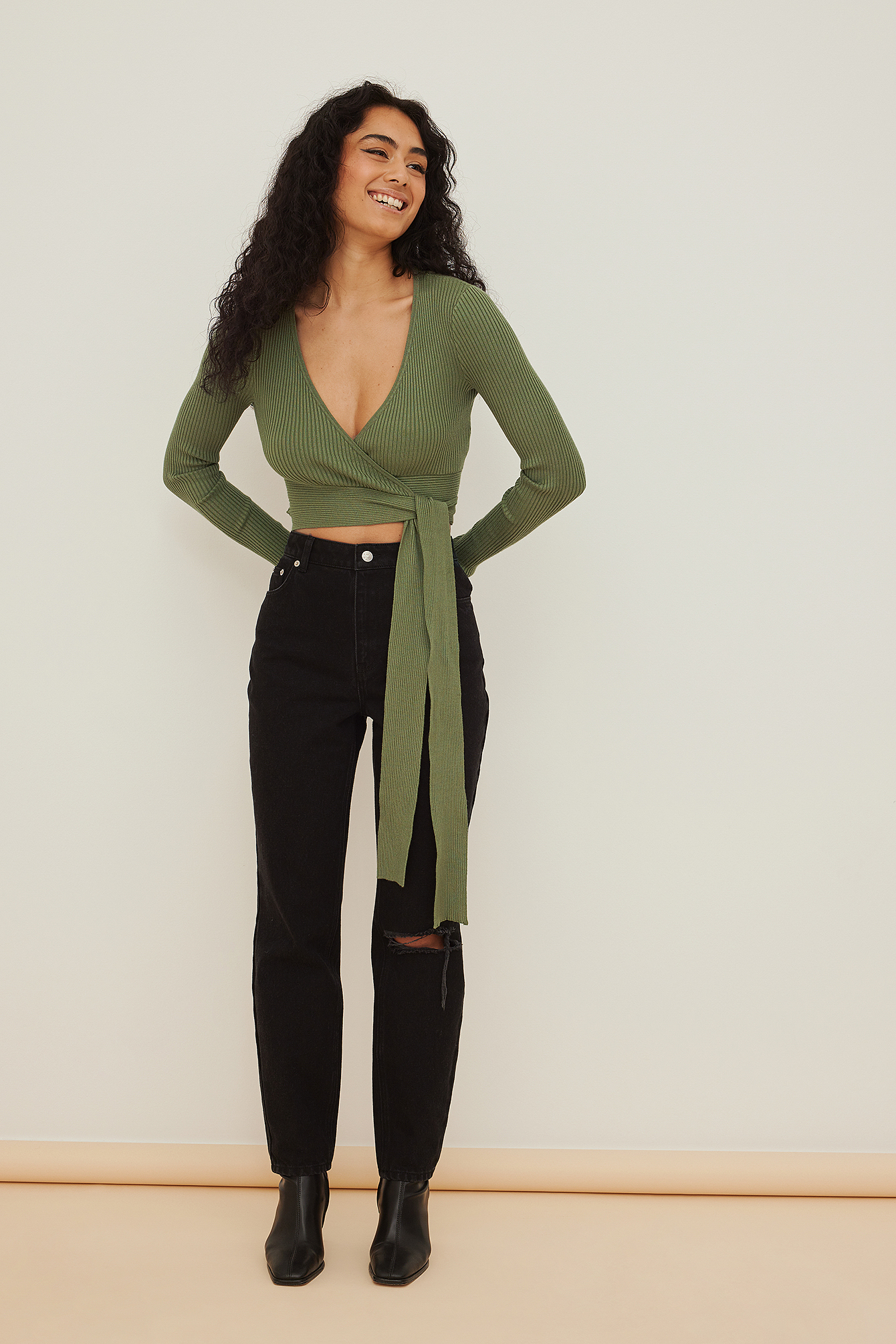 Wrapped Crop Top Green | na-kd.com