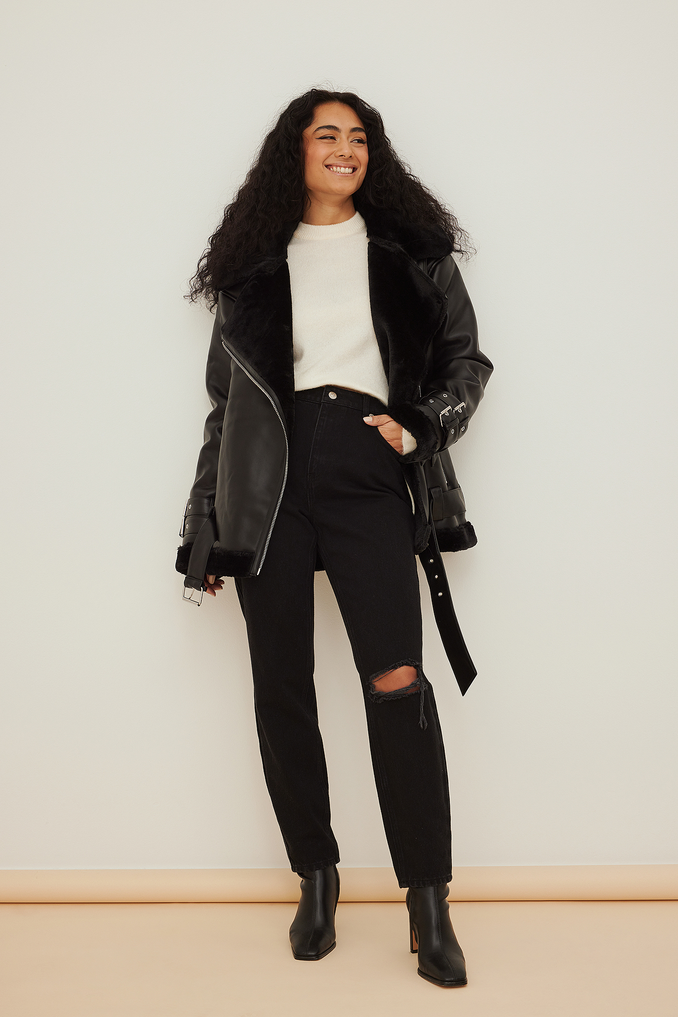 Teddy Biker Jacket Black | na-kd.com