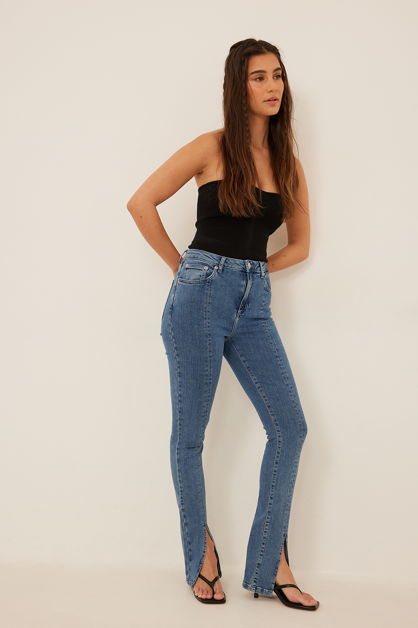 Front Slit Skinny Jeans Blue | na-kd.com