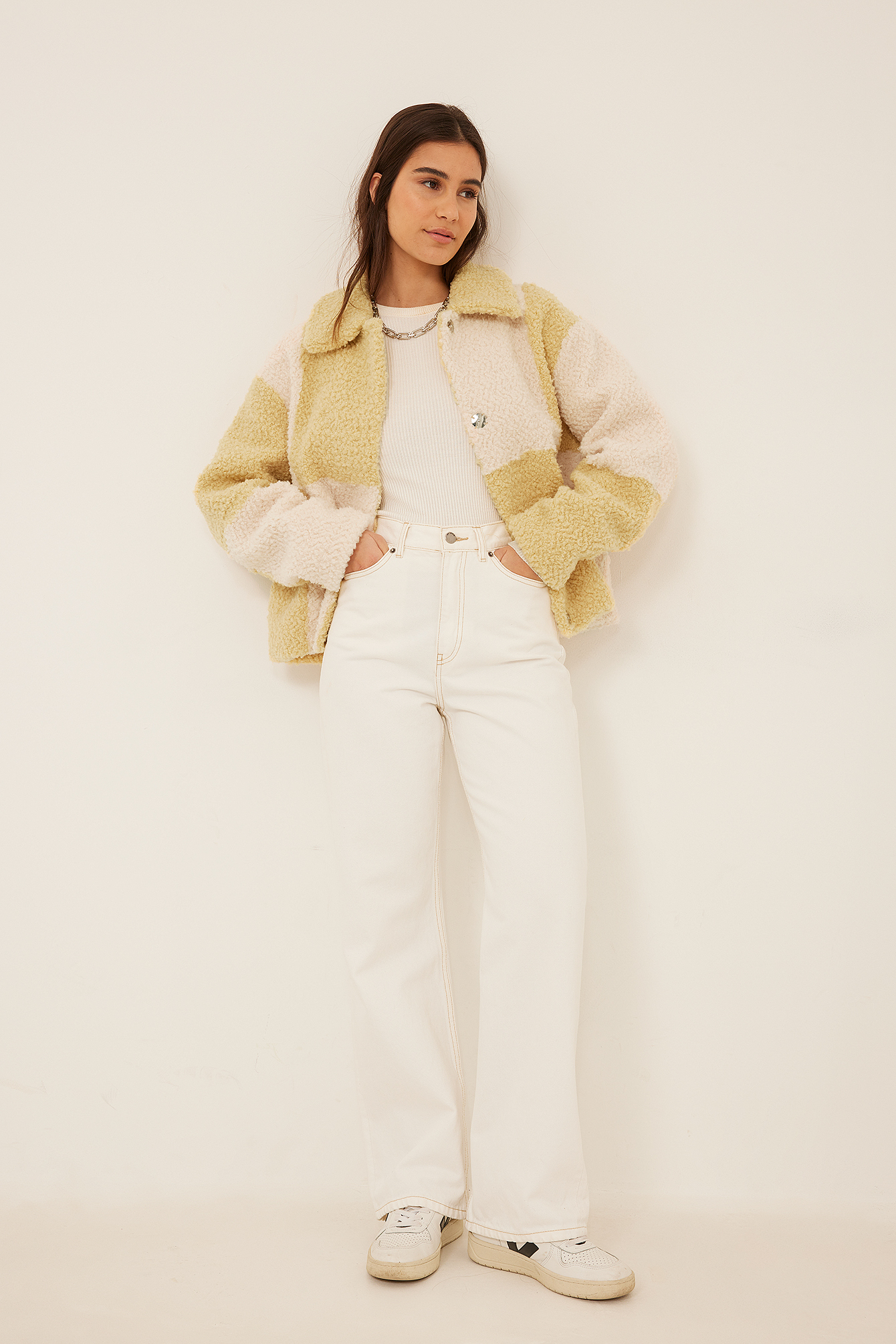 Checked Short Teddy Coat Checkered | na-kd.com